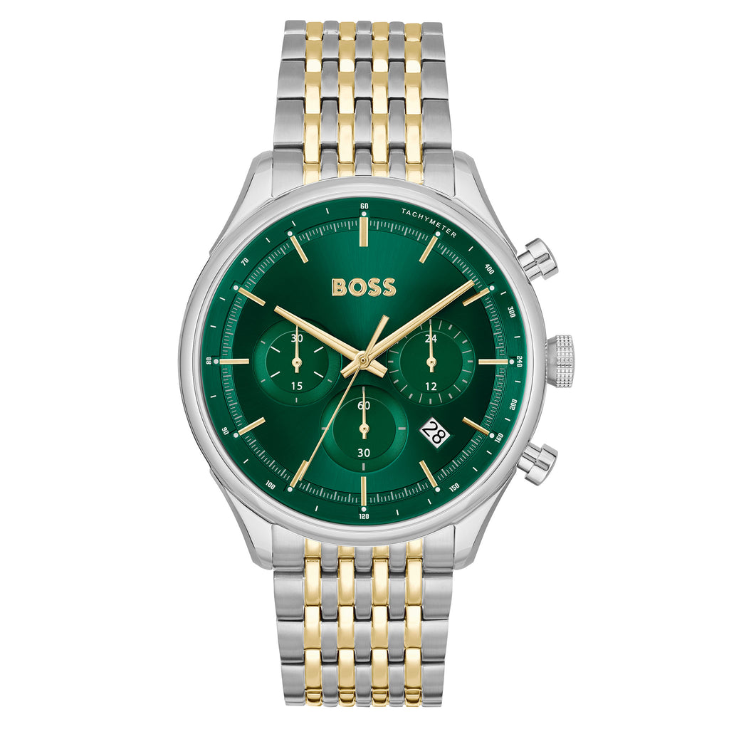 BOSS by Hugo Boss Two-Tone Steel Green Dial Chronograph Men's Watch