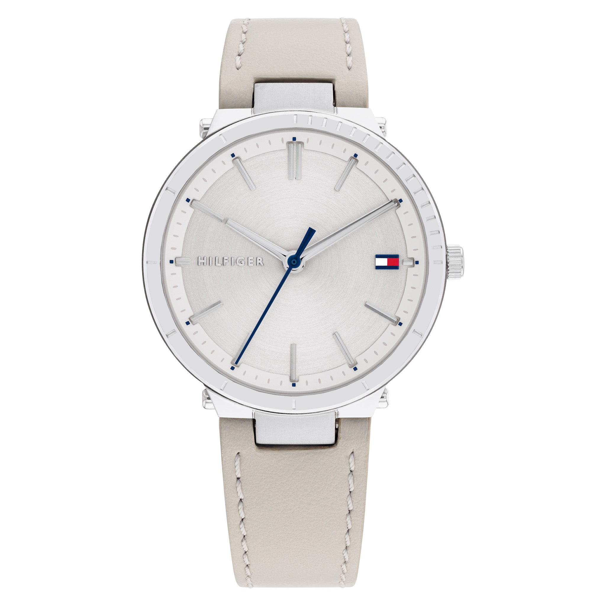 Tommy Hilfiger Beige Leather Silver White Dial Women's Watch- 1782410 ...