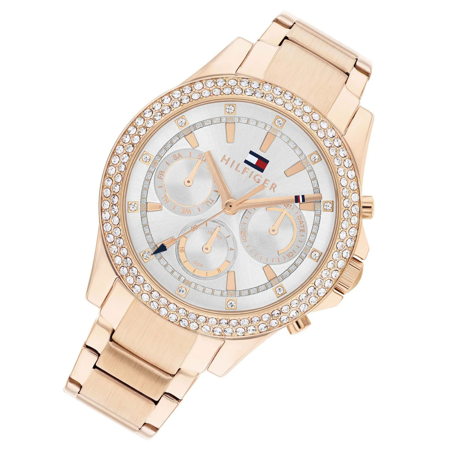 Tommy Hilfiger Carnation Gold Steel Light Grey Dial Multi-function Wom