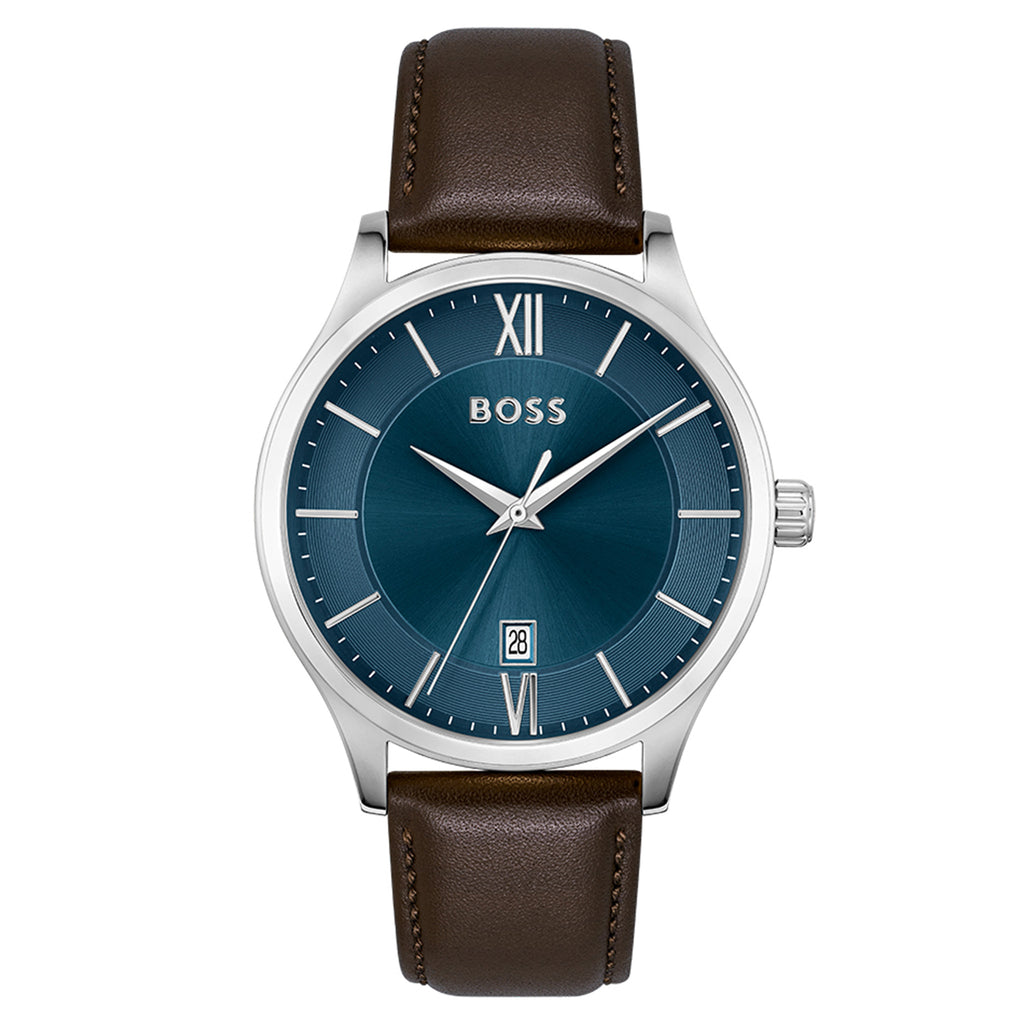 BOSS by Hugo Boss Brown Leather Blue Dial Men's Watch - 1513955