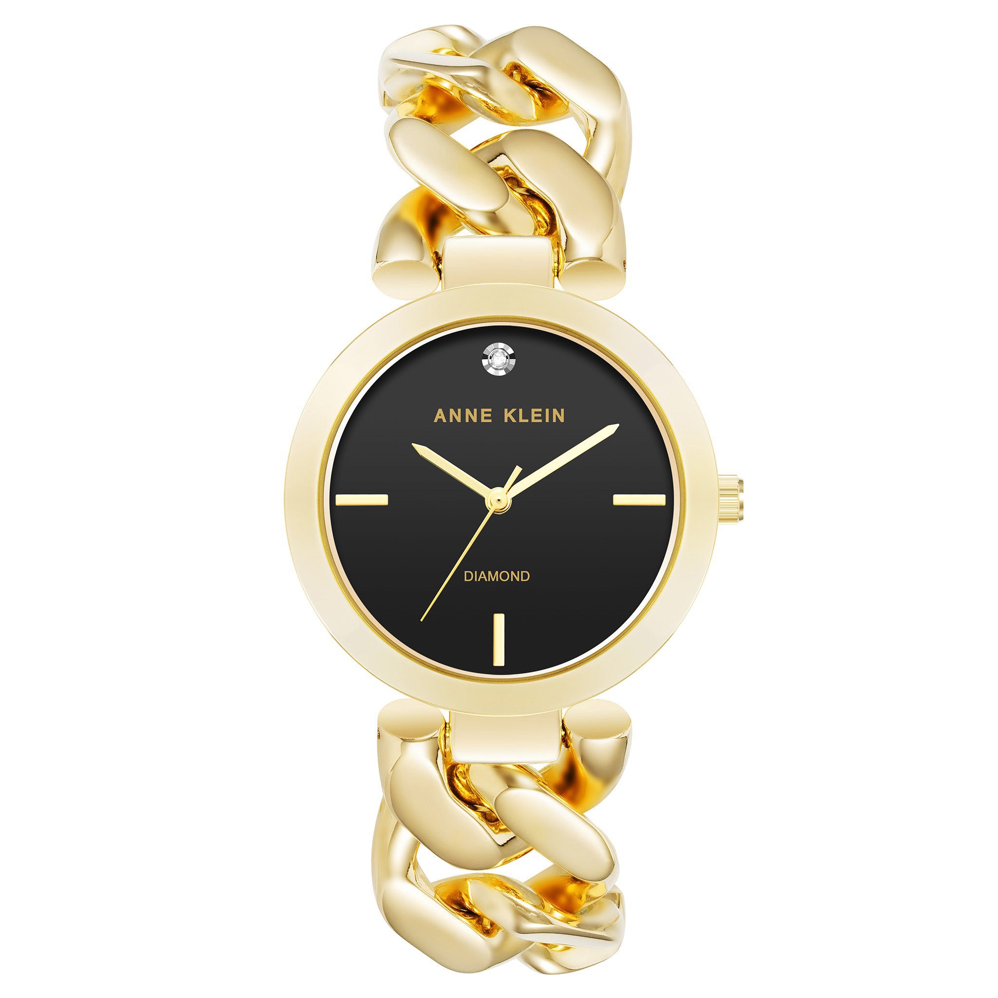 Anne Klein Gold Band Black Dial Women's Watch - AK4000BKGB – The Watch ...