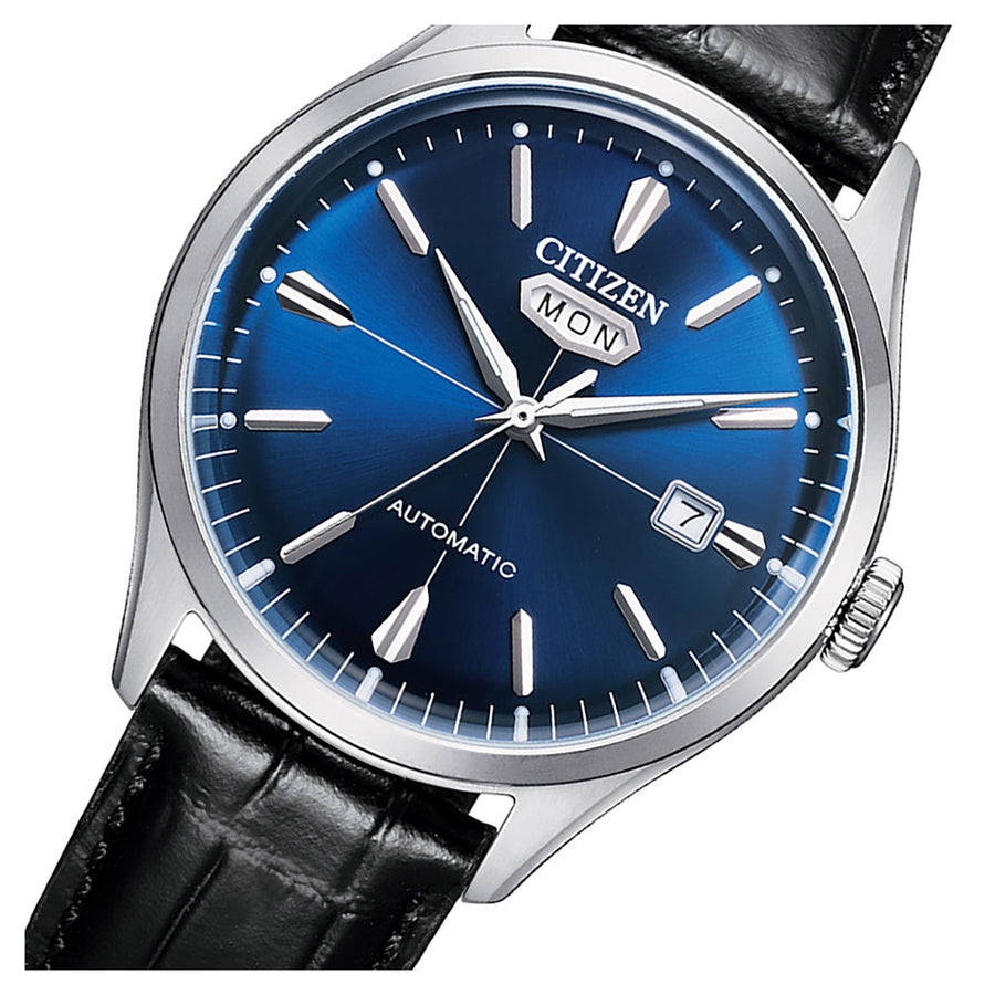 Citizen C7 Series Black Leather Blue Dial Automatic Men's Watch - NH83