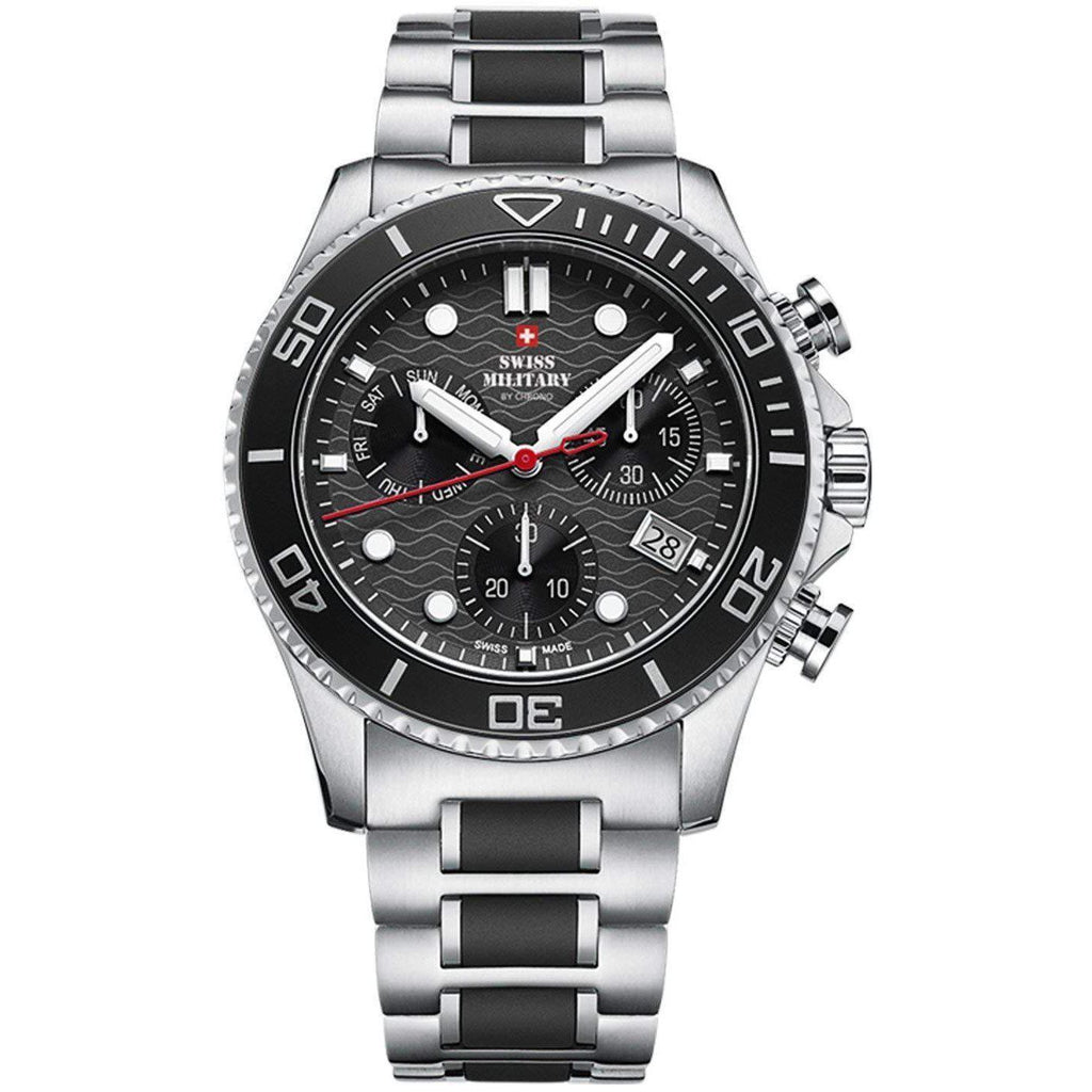 Swiss Military Stainless Steel Black Dial Chronograph Men's Watch - SM